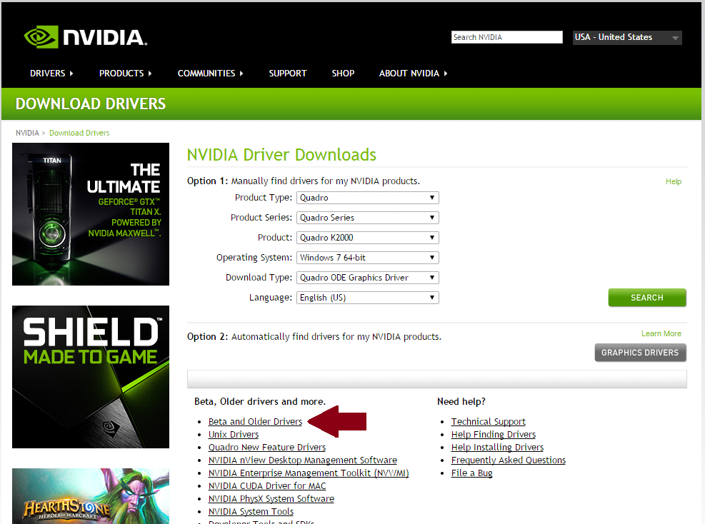 Application crash - NVIDIA driver downgrade