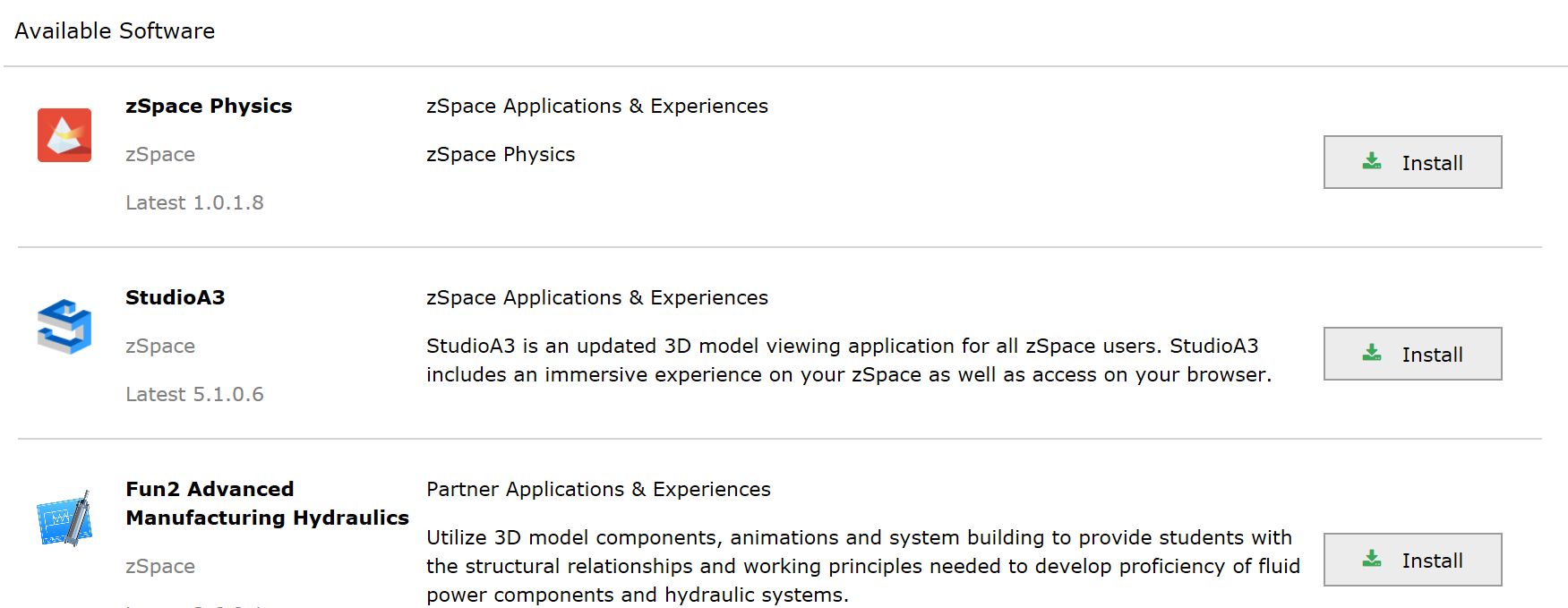 Installing and Updating zSpace Applications